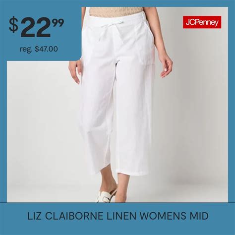 Liz Claiborne Linen Womens Mid Rise Wide Leg Pull On Pants Jcpenney