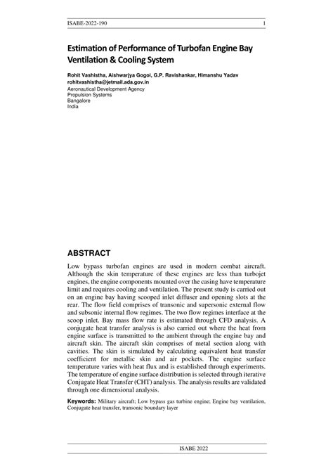 pdf estimation of performance of turbofan engine bay ventilation and cooling system
