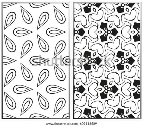 Vector Monochrome Seamless Patterns Set Abstract Stock Vector Royalty Free 609118589