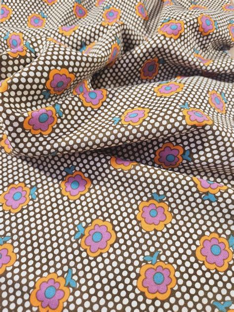 1960s Viyella Wool Rare Original Stylised Flower 224 Cm Length Etsy