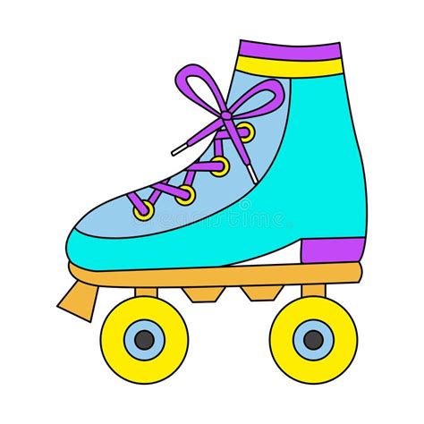 Retro Roller Skates Doodle Style Flat Vector Stock Vector Illustration Of Boot Sticker