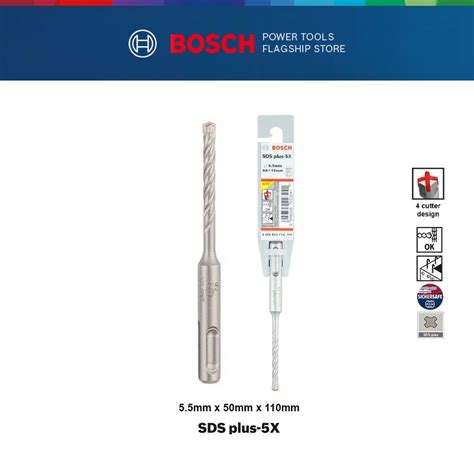 Bosch SDS-Plus 5X Masonry & Reinforced ดอกสว่านเจาะคอนกรีต (5.5 มม. x ...