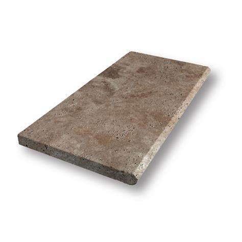 Dark Walnut Travertine Tumbled Pool Coping Faber Cnk Stone