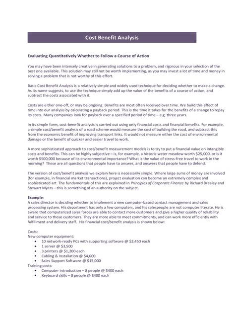 Cost Benefit Analysis Template 3 Free Templates In PDF Word Excel Download
