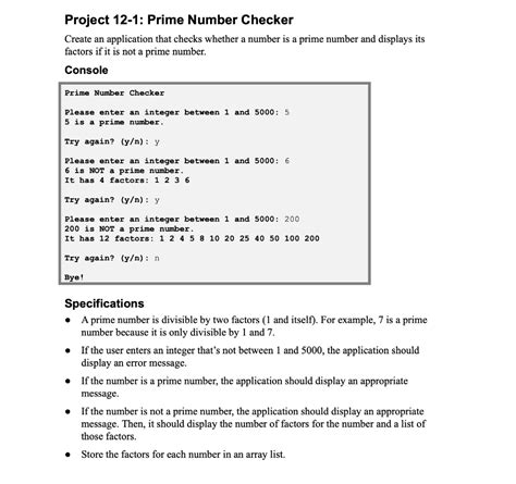 Solved Project 12 1 Prime Number Checker Create An