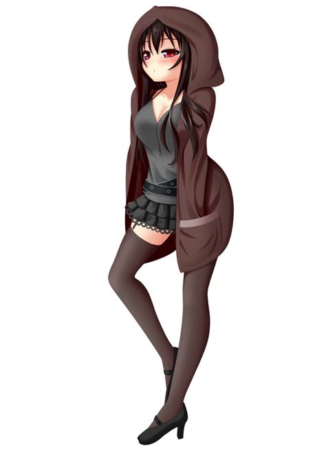 Safebooru 1girl Black Hair Black Legwear Blush Breasts Cleavage