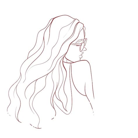 Premium Vector Outline Drawing Of A Girl