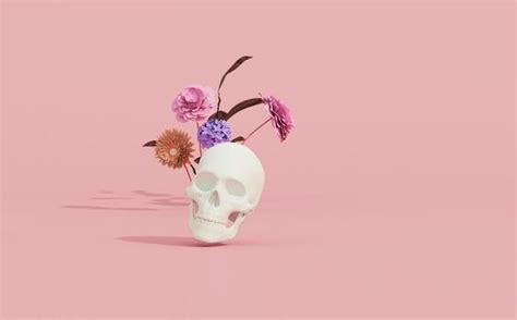 Pink Flower Skull Wallpaper