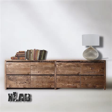 Mobile Da Soggiorno Credenza Con Otto Grandi Cassetti In Legno Massello