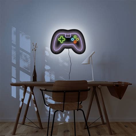 Controller Sign Light Up Sign Stick Shift Man Cave Sign Etsy