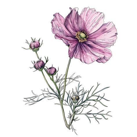 Cosmos Flower Drawing Realistic