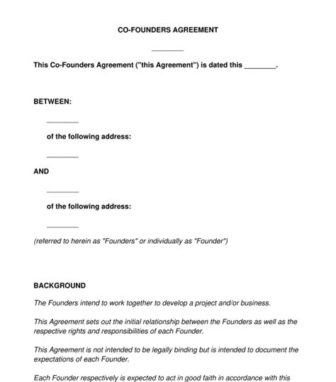 Non Binding Agreement Template
