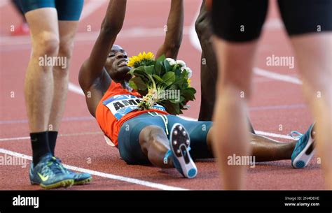 Nigel Amos Of Botswana Reacts After Winning The 800m Men Race At The Herculis International