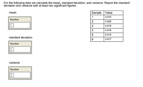 Solved For The Following Data Set Calculate The Mean