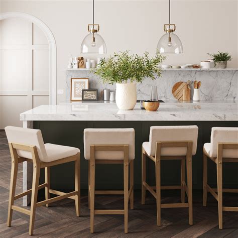 Gracie Modern Wood Upholstered Bar Stool With Back Nathan James