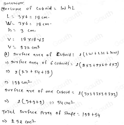 Solved The Diagram Shows A Cuboid Of Side 3 Cm A Find The Volume Of Any Cuboid Made With 6 Of