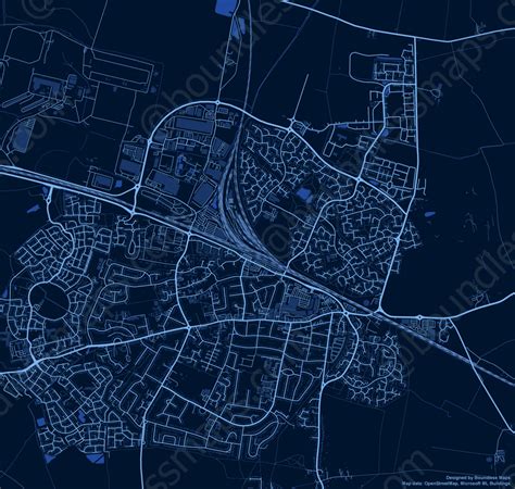 Didcot Dark Blue Vector Map Boundless Maps