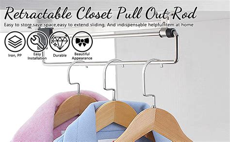 Laneryin Telescopic Closet Hanger Rail Retractable Wardrobe Pull Out Rod Clothes Towel