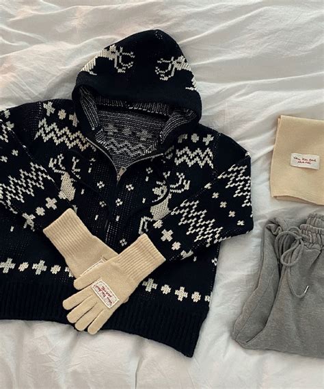 💓단독특가💓 아방핏문의폭주 겨울 따뜻한 데일리 아우터 노르딕 니트 후드 집업 2color 에이블리