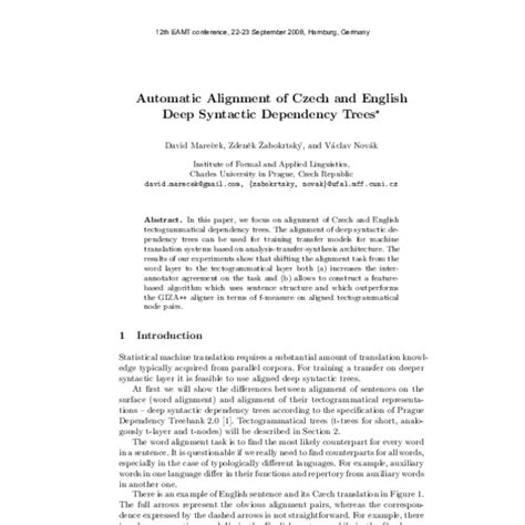 automatic alignment of czech and english deep syntactic dependency