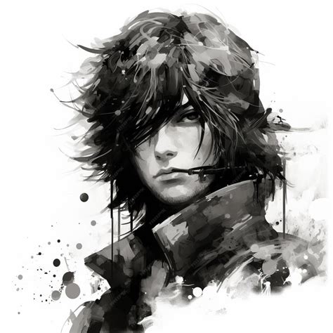 Premium Photo Black And White Anime Character Illustration In
