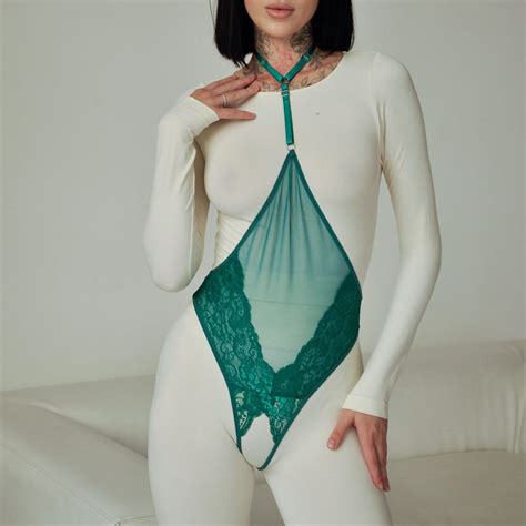 Crotchless Sexy Bodysuit Open Butt High Waist Bodysuit Open Body