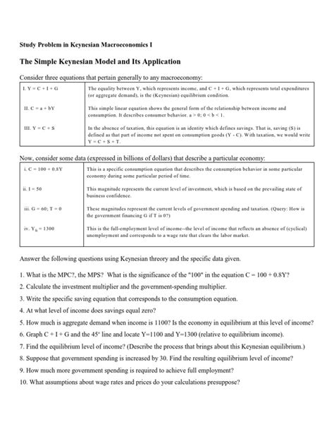 simple keynesian model and its application pdf keynesian economics