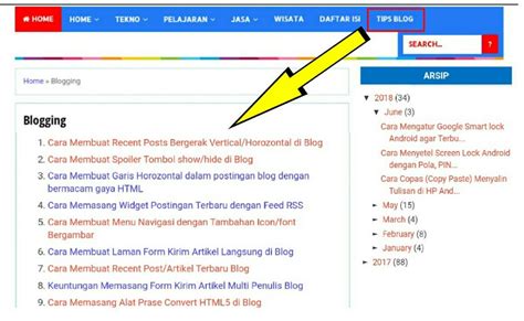 Cara Membuat Menu Navigasi Daftar Isi Blog Sesuai Kriteria Adsense