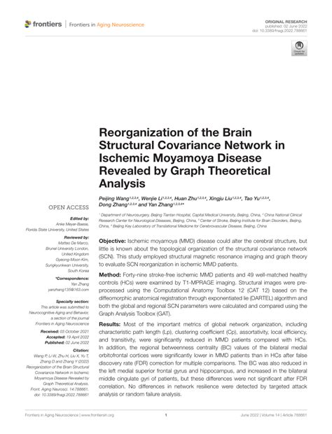 Pdf Reorganization Of The Brain Structural Covariance Network In Ischemic Moyamoya Disease
