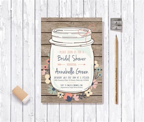 Printable Rustic Mason Jar Invites