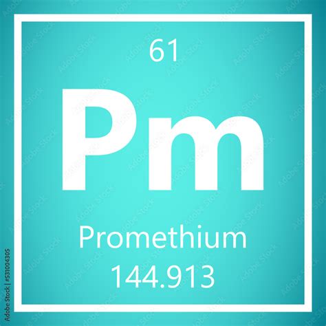 Promethium Pm Periodic Table Of Elements Atomic Mass Vector