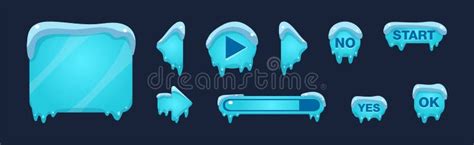 Ice and Snow Button As Winter Game User Interface Element Vector Set Stock Vector - Illustration ...