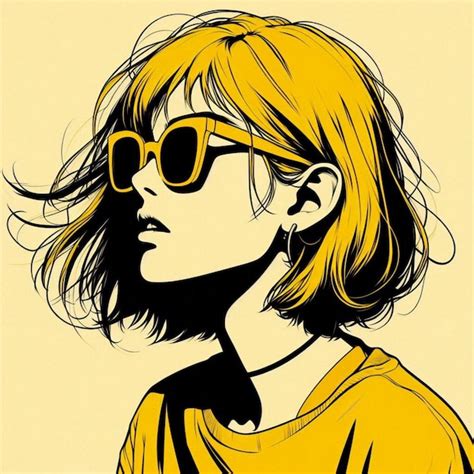 Yellow Sunglasses Girl A Minimalist Pop Art Avatar Premium Ai