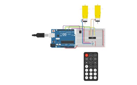 circuit design trabalho 1 controlar dois motores dc por ir tinkercad
