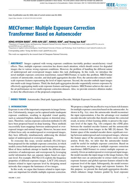 Pdf Mecformer Multiple Exposure Correction Transformer Based On Autoencoder