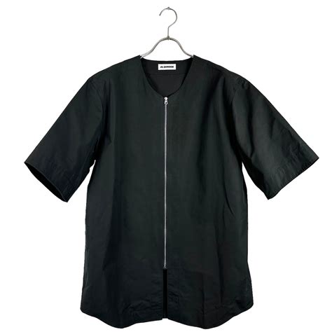 jil sander ジルサンダー collarless zip shirts black command enter