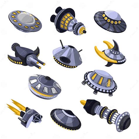 Rocket Vector Spaceship Or Spacecraft And Spacy Ufo Illustration Set Of Spaced Ship Or