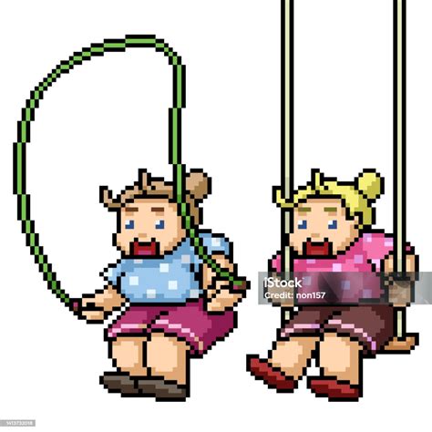 Pixel Art Girl Play Fun Stock Illustration Download Image Now Adult