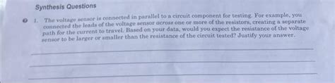 Solved Synthesis Questions The Voltage Sensor Is Chegg
