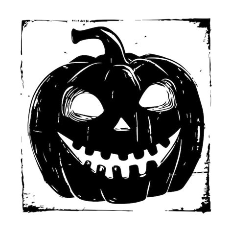 Creepy Scary Smiling Jack O Lantern Pumpkin Vector Icon In Black