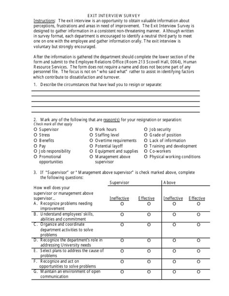Exit Interview Survey Template Fill Out Sign Online And Download PDF Templateroller