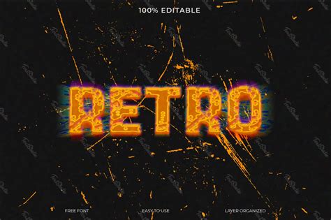 Retro Font Style Text Effect Photoshop Premium Psd File