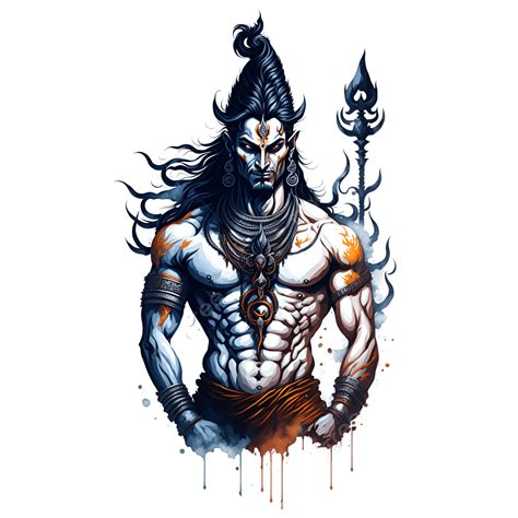 Lord Shiva With Trishul Design Watercolor Effect Lord Shiva Trishul