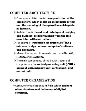 DFC CSA PBT Computer System Architecture Problem Based Task DEPARTMENT OF INFORMATION