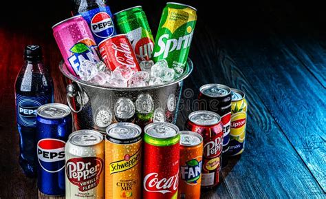 Products Of Popular Global Soft Drink Brands Editorial Stock Image