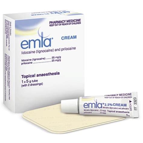 Emla Cream 5g With 2 Tegaderm Dressings Topical Anesthetic For Skin
