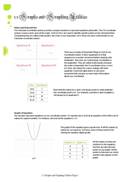 1 1 graphs and graphing utilities pdf cartesian coordinate system