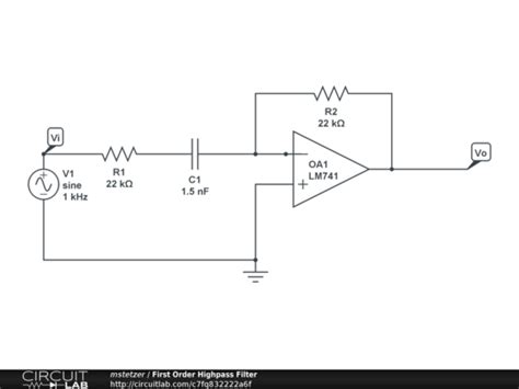 First Order Highpass Filter Circuitlab
