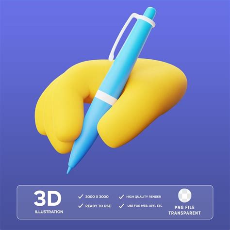 Psd Writing Hand 3d Illustration Premium Psd