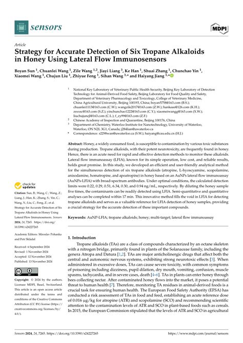 Pdf Strategy For Accurate Detection Of Six Tropane Alkaloids In Honey